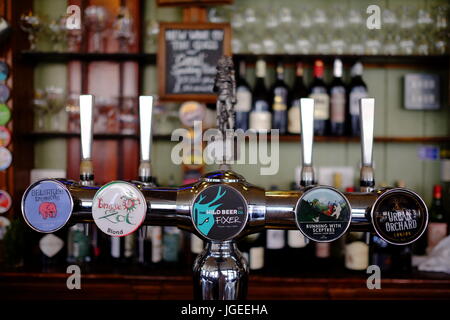 Real Ale pumps in an English pub Stock Photo - Alamy