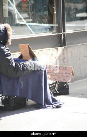 Homeless, Fifth Avenue, Times Square, New York, United States Stock ...