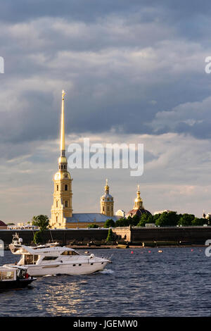 View from the Neva river to Peter and Paul fortress St. Petersburg, Russia, September 2018 Stock ...