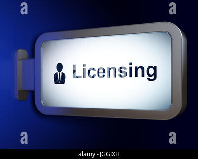 Law concept: Business People and Licensing on computer keyboard ...