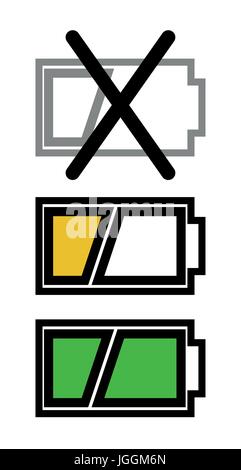 Battery charge icon. Green, yellow, orange and red smartphone charge ...