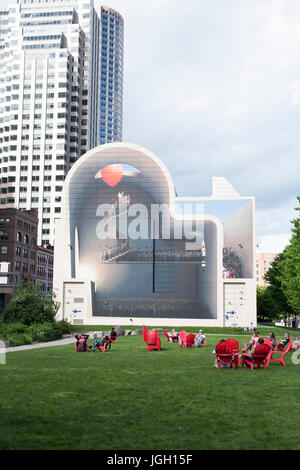 "Spaces of Hope" mural in Dewey Square Park, Keystone building on left ...