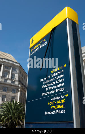 wayfinding sign on the westminster side of lambeth bridge, london ...