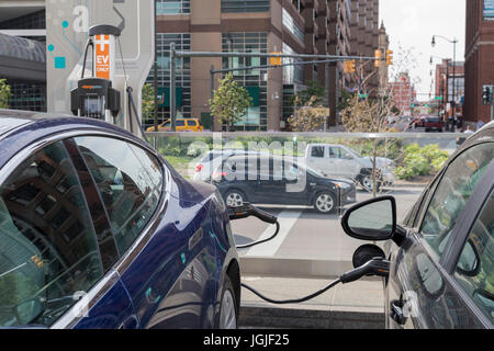 Detroit, Michigan - An electric car charging station on display in the ...