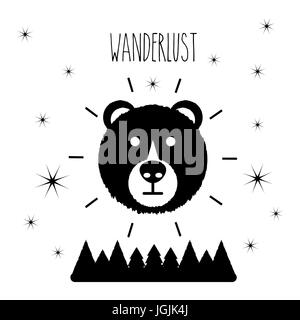 wanderlust with bear wild animal to aventure Stock Vector Image & Art ...