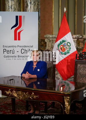 Lima, Peru. 07th July, 2017. From left to right; Heraldo Muñoz ...