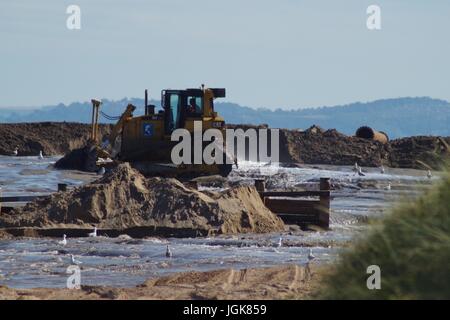 Excavators Shaping Dredged Sand to Replenishing the Beach at Dawlish ...