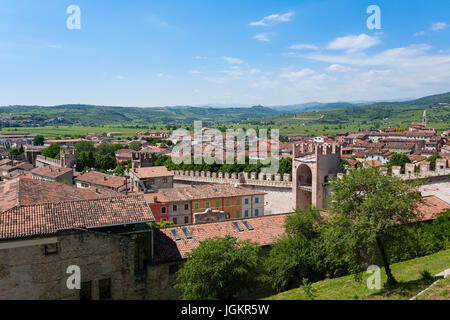 Aerial view of Soave, medieval walled city in Italy. Famous wine area ...