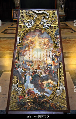 The impressive fresco Trionfo del Nome di Gesu on the ceiling of Chiesa ...