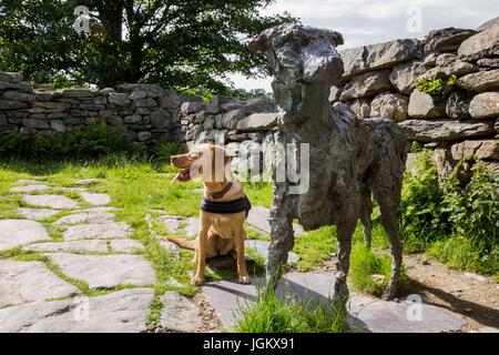 The statue of Gelert the dog, after which the village of Beddgelert was ...