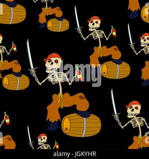 Seamless pirate pattern with Jolly Roger in different variations Stock ...