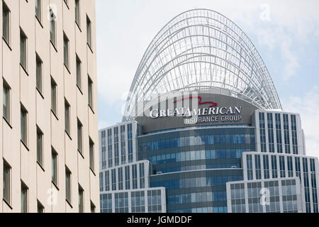 A logo sign outside of the headquarters of the Great American Financial ...