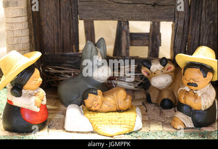 Mexican Nativity scene with holy family in South American style in ...