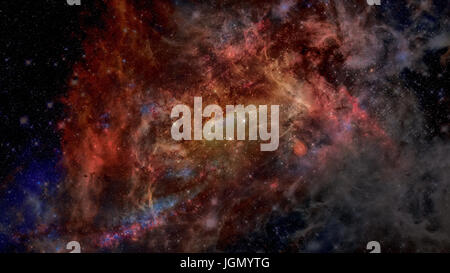 Universe scene with bright stars and galaxies in deep space showing the ...