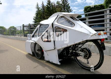 Recumbent trike with prototype aerodynamic shell Stock Photo - Alamy
