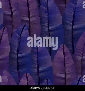 Trendy seamless pattern with realistic banana bunch and tropical leaves ...