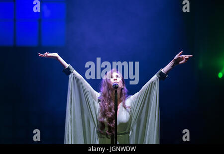 Swedish pop singer Pauline Skott performs at the fashion presentation ...