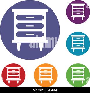 Bedroom Nightstand Icon. Flat Circle Stencil Design With Long Shadow. Vector Illustration Stock ...