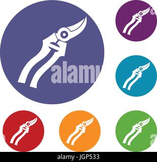 Garden Scissors Icon. Flat Circle Stencil Design With Long Shadow ...