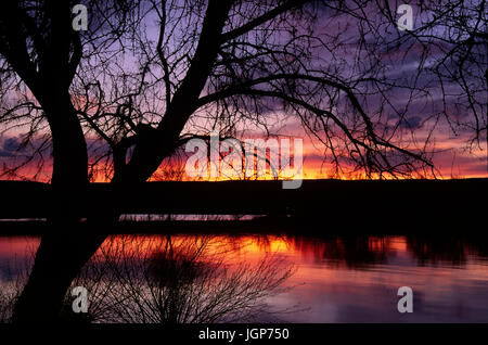 Banks Lake sunset, Coulee City Community Park, Washington Stock Photo ...
