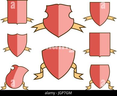 Heraldic coat of arms templates with medieval winged shields decorated ...