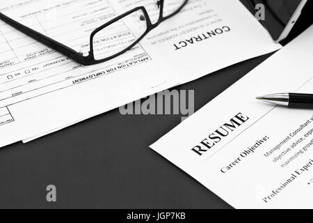 Resume application form on office table. Find new job concept Stock ...