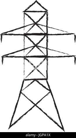 drawing electricity tower distribution energy light Stock Vector Image ...