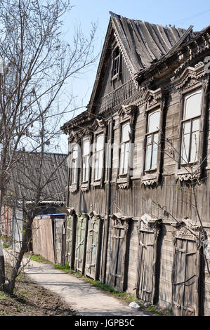 Old wooden rickety house in the city of Astrakhan Stock Photo ...