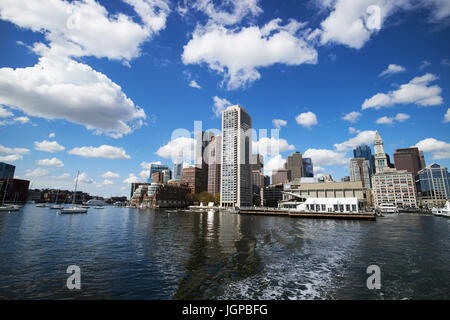 view of boston waterfront harbour including aquarium harbor towers and ...