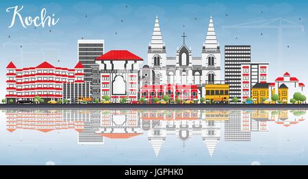 Kochi India City Skyline with Color Buildings Isolated on White. Vector ...