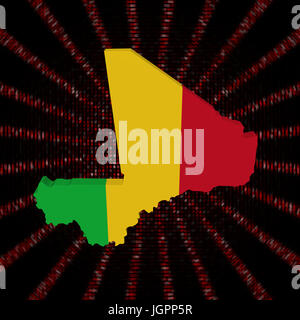 Mali map flag on red hex code burst illustration Stock Photo - Alamy