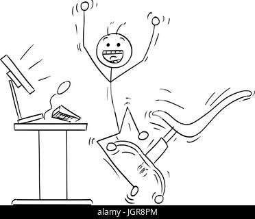 Hand Drawn Stickman Jumping in Air on Trampoline. Concept Physical ...