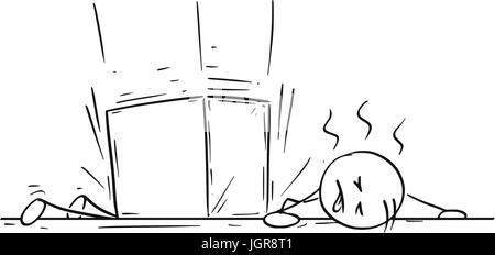 Cartoon vector stickman man falling stumble trip over stone Stock ...