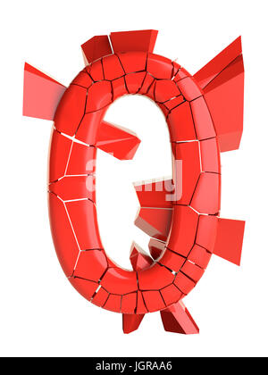 Futuristic red cracked number. Abstract font for your design. Isolated ...