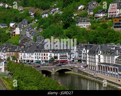 View of the beautiful medieval town of Bouillon on the river Semois in ...
