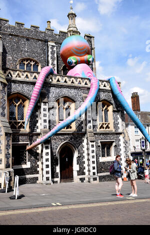 Giant inflatable octopus on The Guildhall as part of the Mayor's ...