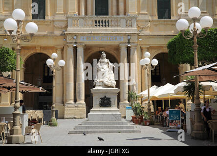 National Library building and cafes in Republic Square, Valletta, Malta ...