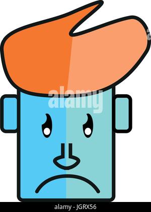 Sad girl with blue hair. Vector illustration in flat cartoon style ...