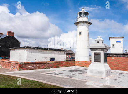 Gun and lighthouse the Heugh Battery Hartlepool Headland, north east ...