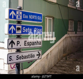 Street signs in the city of Lisbon - LISBON - PORTUGAL 2017 Stock Photo ...