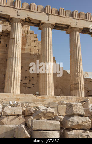 The Parthenon Temple reconstruction, from the Acropolis in Athens ...