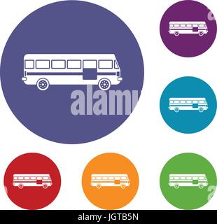 Bus lane flat white icons in square backgrounds. 6 bonus icons included ...