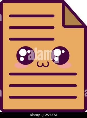 kawaii document folder icon over pink background, colorful design ...