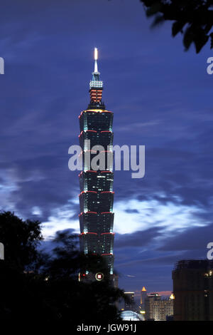 Taiwan Taipei Blurred image of Taipei 101 building since 2003 the ...