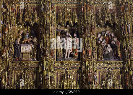 Gothic retablo in the Capilla Mayor (main chapel) in the Toledo ...