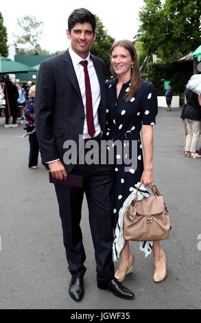 Alastair and Alice Cook arrive on day five of the Wimbledon ...