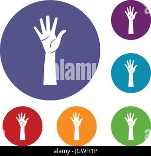Hand hello icons circle set vector isolated on white background Stock ...