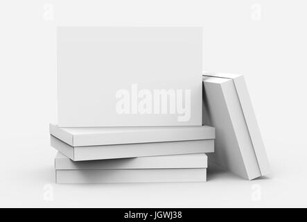 several flat blank boxes piled up for design in 3d rendering Stock ...