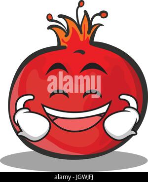 Laughing pomegranate character. Cute fresh fruit emoji Stock Vector ...