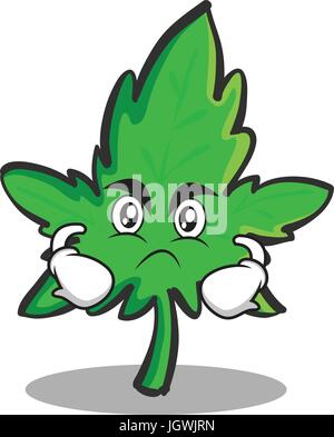 Angry marijuana leaf, illustration, vector on white background Stock ...